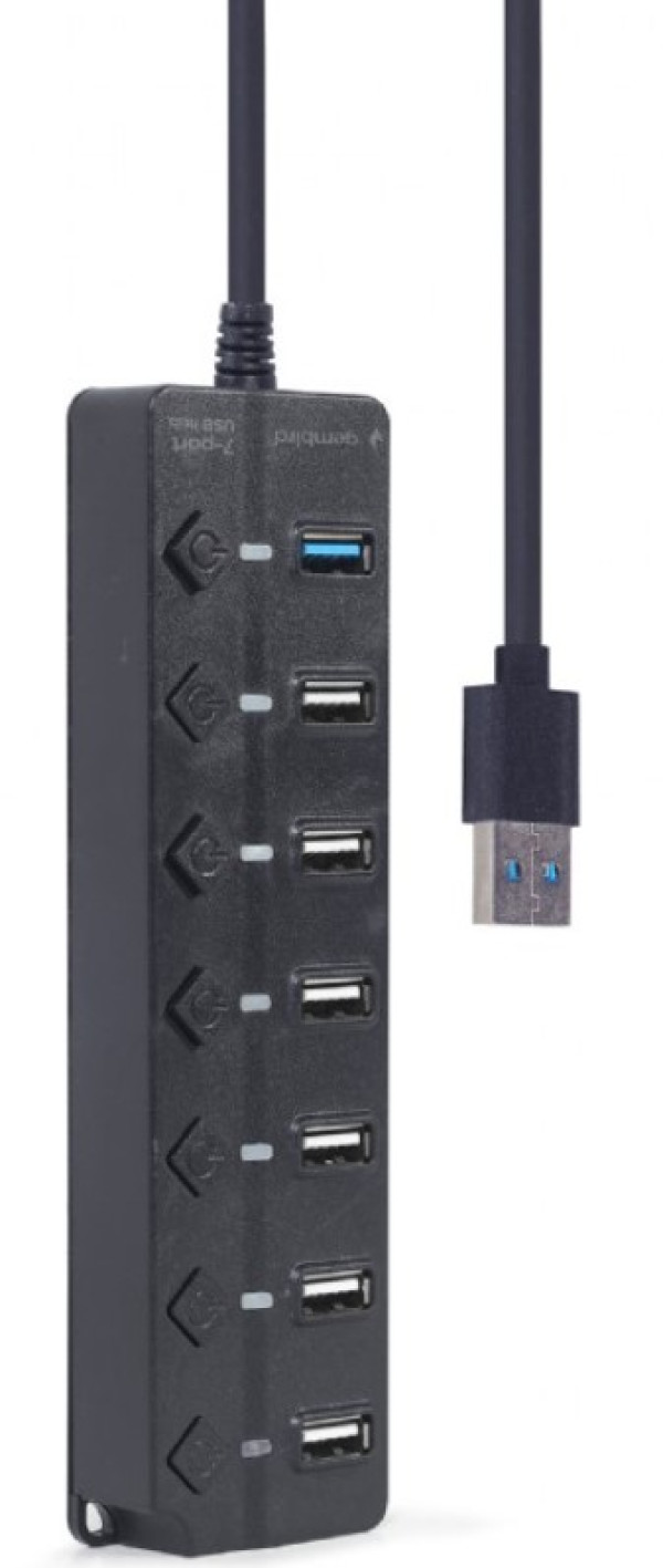 UHB-U3P1U2P6P-01 GEMBIRD 7-PORT USB HUB (1XUSB 3.1 + 6XUSB 2.0) WITH SWITCHES, BLACK