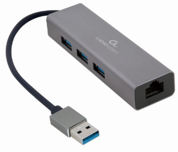 A-AMU3-LAN-01 GEMBIRD USB AM GIGABIT NETWORK ADAPTER WITH 3-PORT USB 3.0 HUB