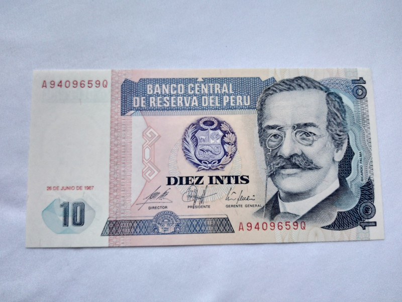 Peru 10 intis,1987 god.UNC,retko