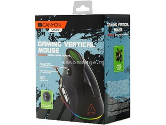 Wired Vertical Gaming Mouse with 7 programmable buttons, Pixart optical sensor, 6 levels of DPI a...