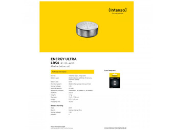 (Intenso) Baterija alkalna LR54/2, 1,5V dugmasta, blister 2 kom