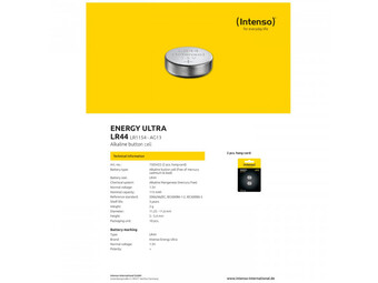 (Intenso) Baterija alkalna LR44/2, 1,5 V dugmasta, blister 2 kom