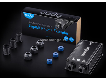 Cudy POE25 30W Gigabit PoE+/PoE Injector, 2-Channel Outdoor PoE Extender, 100m