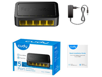 Cudy FS105D LAN 5-Port 10/100 Switch auto-negotiation RJ45 ports (alt S105, ST3105C)