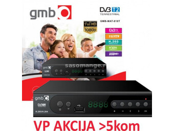 GMB-MAT-818T **DVB-T2 SET TOP BOX USB/HDMI/Scart/RF-out, PVR,Full HD, H265, hdmi-kabl, modulator1486