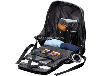 Anti-theft backpack for 15.6"-17" laptop, material 900D glued polyester and 600D polyester, black...