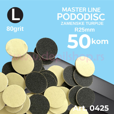 MASTER LINE Zamenski nastavci za pedikir disc L 25mm granulacija 80 Art.0425