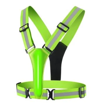 ADJUSTABLE REFLECTIVE VEST WITH LED LIGHT - GREEN