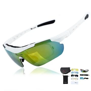 WEST BIKING MOTORCYCLE BIKE RIDING GLASSES MULTILAYER MIRROR LENS POWERSPORTS SUNGLASSES GOGGLES - WHITE