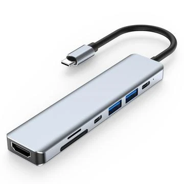 USB-C 7-IN-1 HUB - HDMI/USB-A/USB-C PD/SD/MICRO SD - GREY