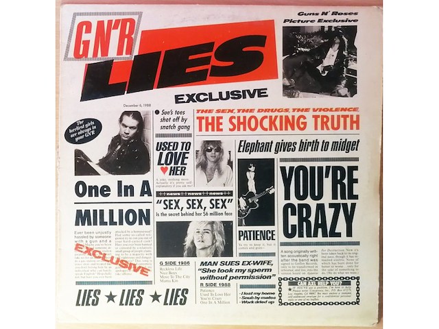 LP GUNS N` ROSES - Lies (1989) Jugoton, VG+,veoma dobra