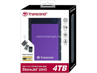 External HDD 4 TB, H3B, USB3.0, 2.5", Anti-shock system, Backup software, 308 gr, Crna / plava