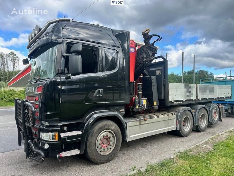 Scania R520 Tridem Hook/Crane truck w/ 20T kiper + prikolica platforma