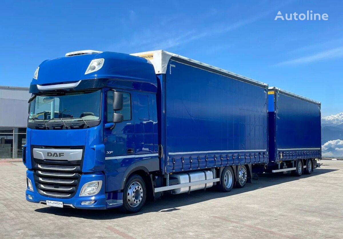 DAF XF 480 / ZESTAW TANDEM 120 M3 / PRZEJAZDOWY / 7,75 M + 7,75 M / kamion sa klizna zavesa cerada