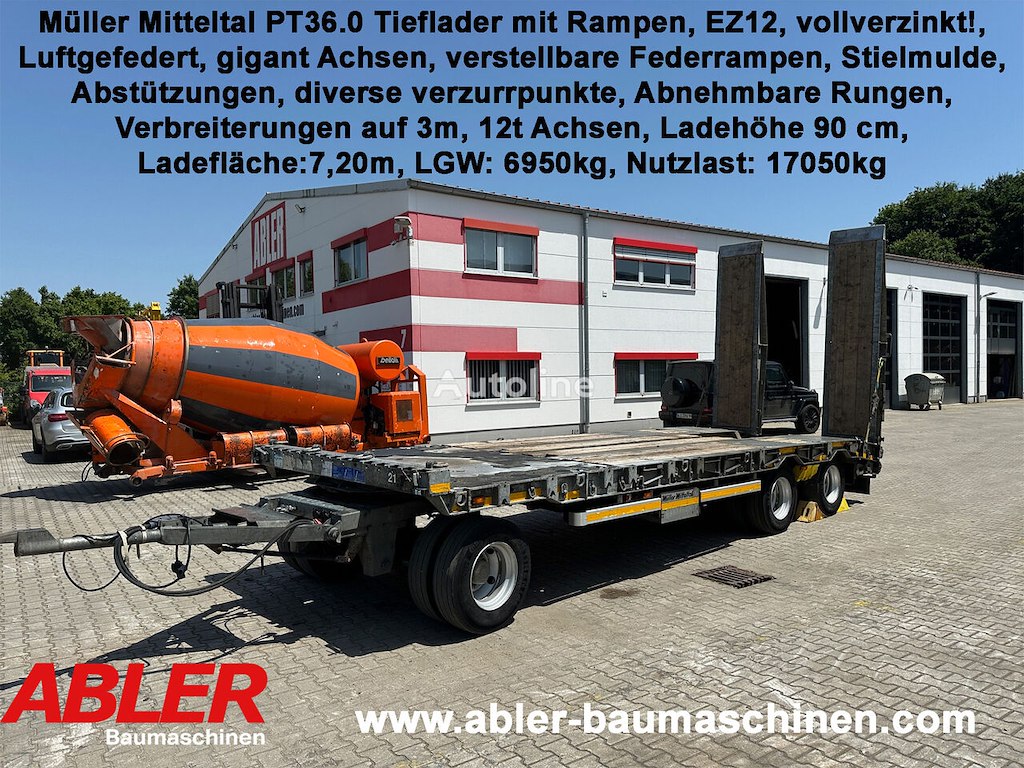 Müller-Mitteltal PT 36.0 mit Rampen Vollverzinkt Verbreiterbar prikolica sa niskom platformom