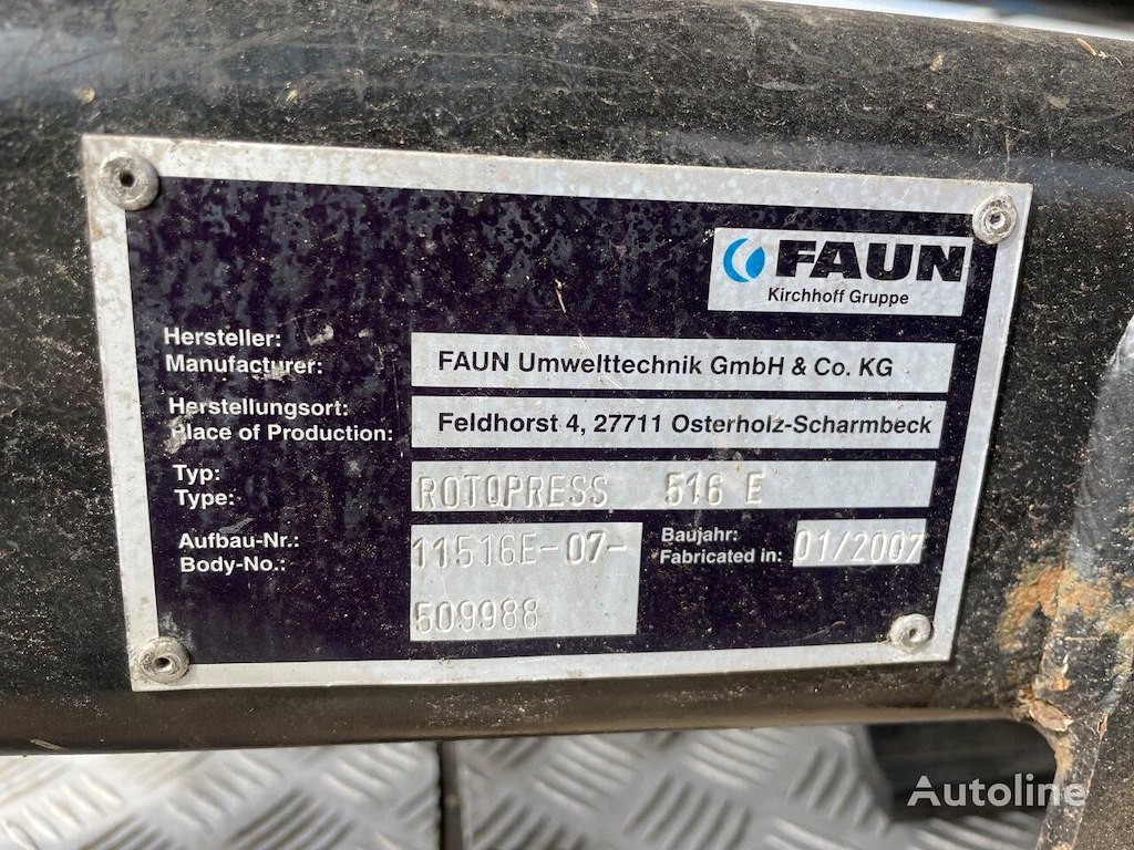 FAUN ROTOPRESS 516 E karoserija za prevoz smeća