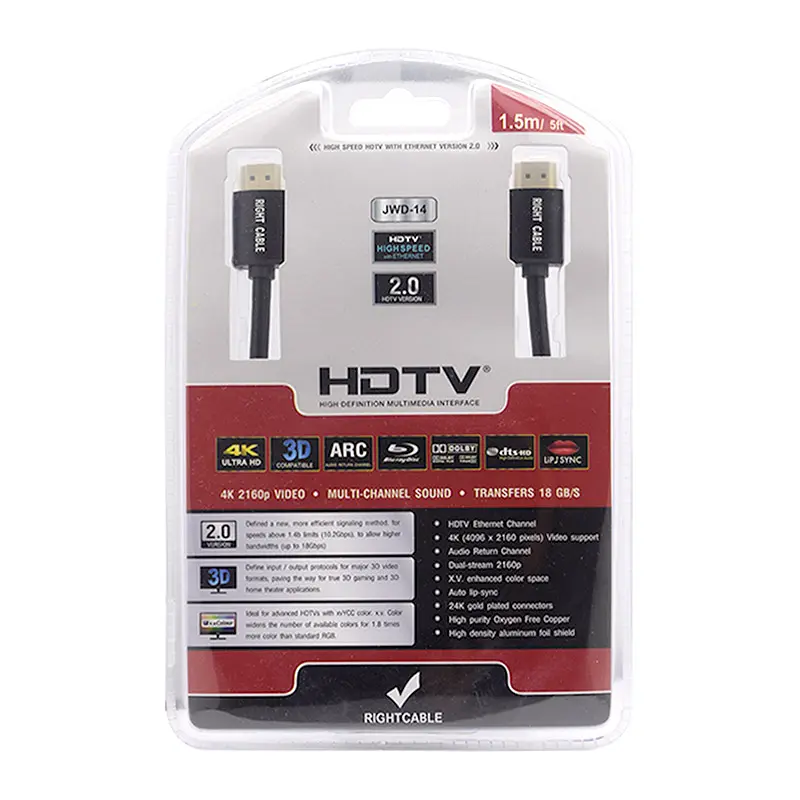 Kabl HDMI na HDMI JWD-14 v20 1,5m crni