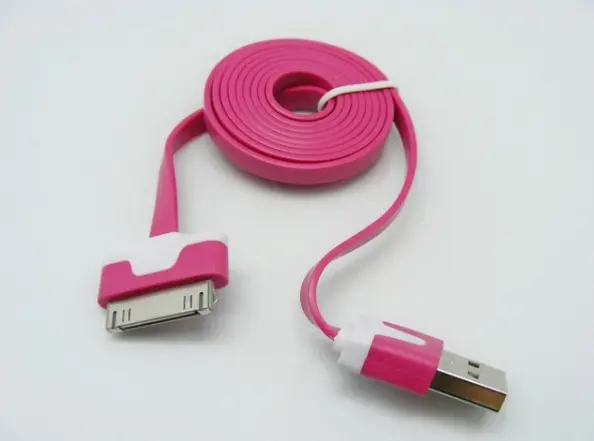 USB Kabl iPhone 4 FLAT hot pink 2m