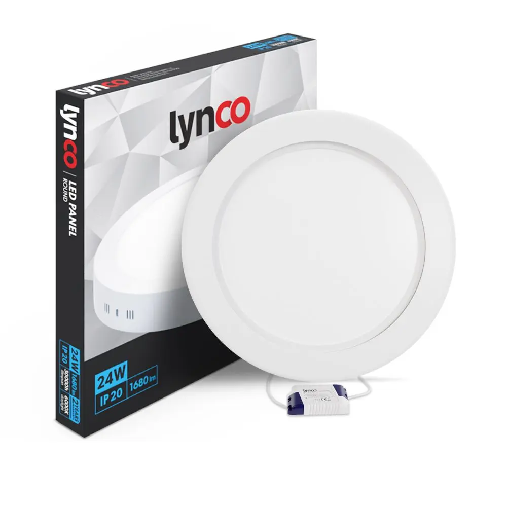 Lynco LED Panel, 24W, 6000K, IP20, Okrugli, Beli