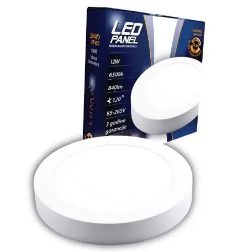 Lumax Eco Led panel, 12W, 6500K, Okrugli, Beli