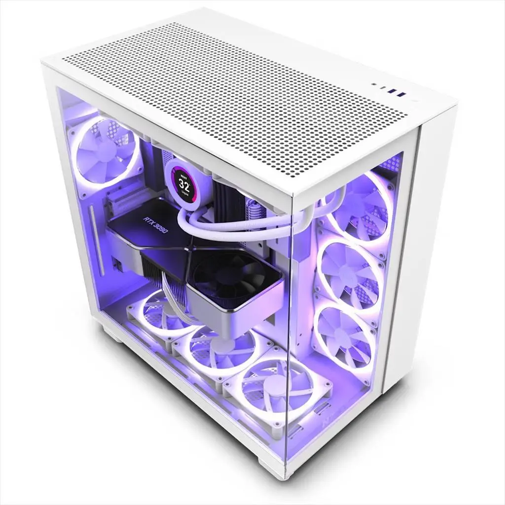 NZXT H9 Flow Kućište Mid-Tower ATX, 4x F120Q tihi ventilator protoka vazduha, USB-C 3.2, Belo