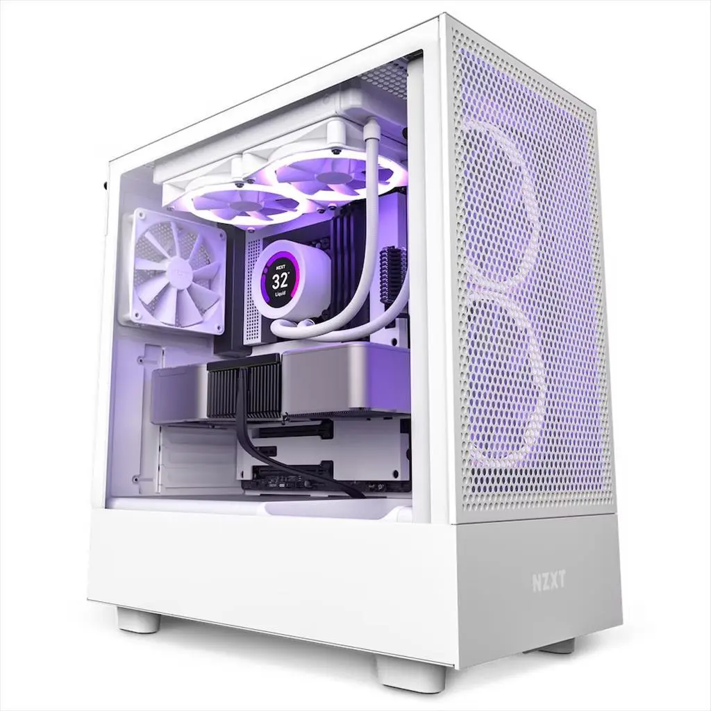 NZXT Mid-tower Kućište H5 flow, ATX sa prozorom + prednja i gornja mreža, Belo