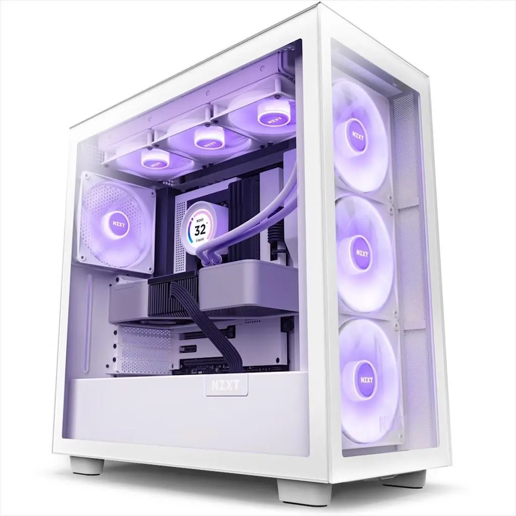 NZXT H7 Elite (2023) RGB Mid-Tower Kućište ATX, 3x F140 RGB јezgro ventilatora, USB-C 3.2, Belo