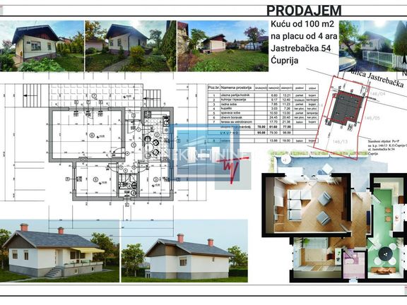 Prodaje se kuca površine 111m2 na placu od 4 ara u Ćupriji. Izuzetna lokacija i potencijal.