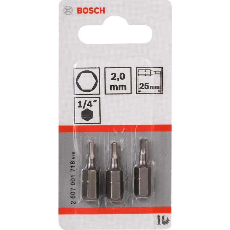 Bosch – Bit odvrtača ekstra-tvrdi HEX 2, 25 mm, 3 kom. – 2607001718