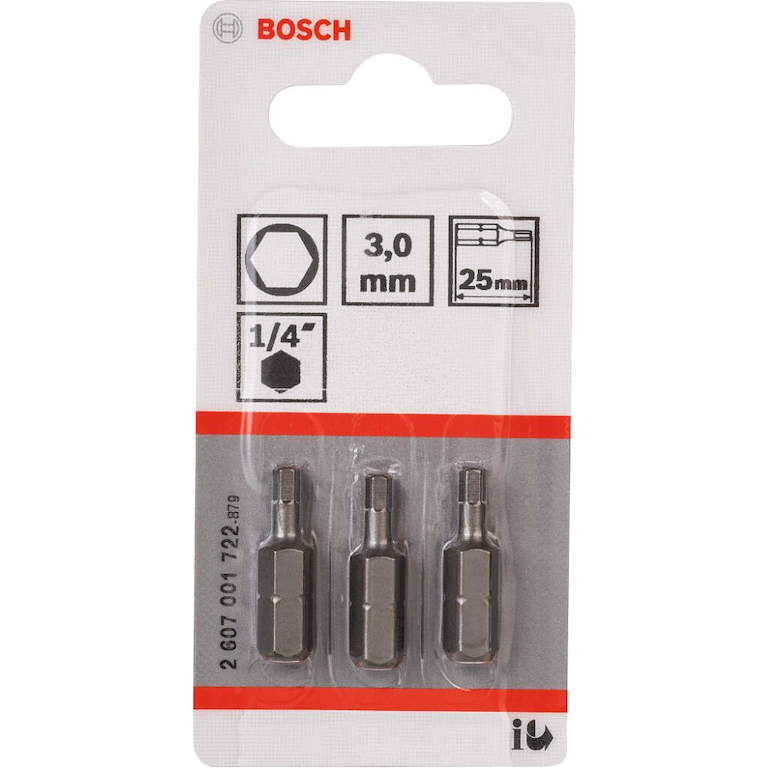 Bosch – Bit odvrtača ekstra-tvrdi HEX 3, 25 mm, 3 kom. – 2607001722