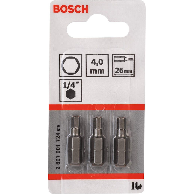 Bosch – Bit odvrtača ekstra-tvrdi HEX 4, 25 mm, 3 kom. – 2607001724