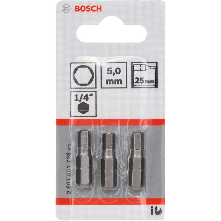 Bosch – Bit odvrtača ekstra-tvrdi HEX 5, 25 mm, 3 kom. – 2607001726