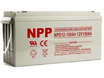 NPP NPG12V-150Ah, GEL BATTERY, C20=150AH, T16, 485*172*240*240, 38,5KG, Light grey