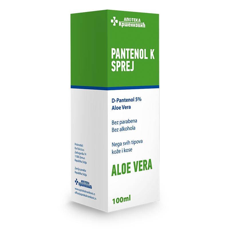 Pantenol K sprej Kršenković 5% Aloe vera 100mk