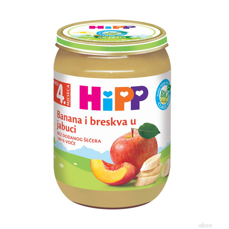 HIPP Bio banana i breskva u jabuci 190g