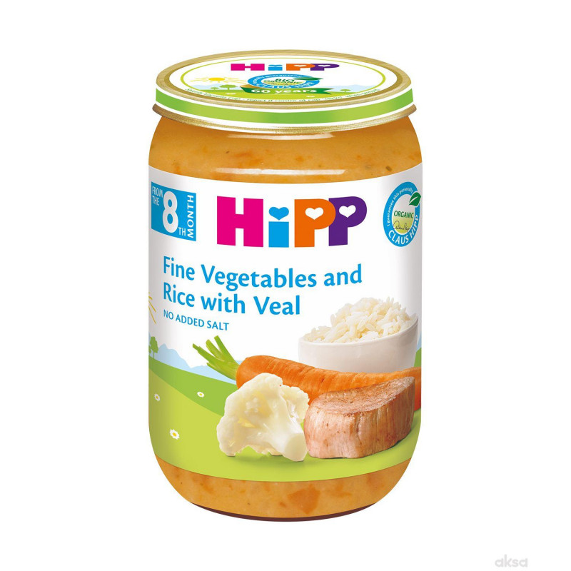 HIPP Bio Obrok povrće sa pirinčem i teletinom 220g