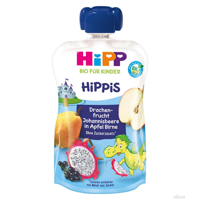 HIPP Bio voćna zabava jabuka i kruška sa zmajevim voćem i ribizlom 100g