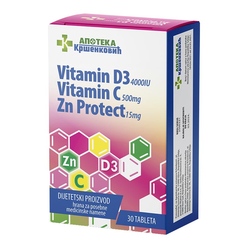 4000IU D3,500MG VIT C+ZN PROTECT 15 MG KRŠENKOVIĆ