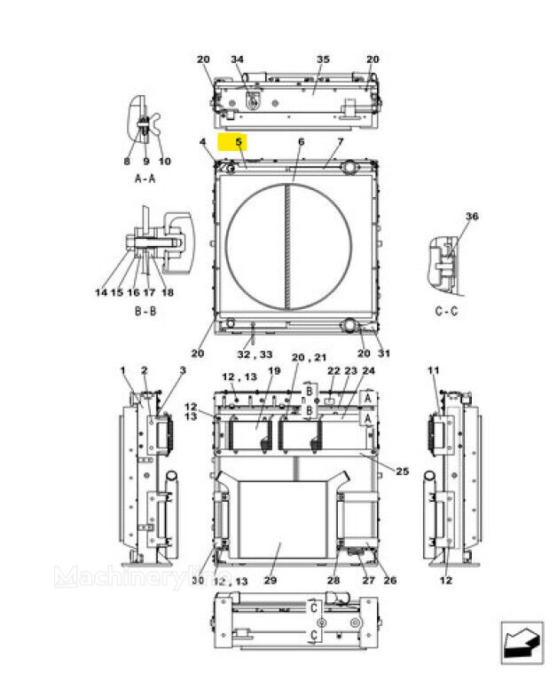 Case LN003980 radijator za hlađenje motora za CX350C CX370C CX380C bagera