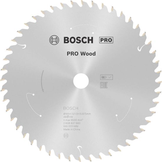 Bosch PRO Wood list za akumulatorsku kružnu testeru 165x1.5x15.875 mm 48z ATB max 9.500 o/min (2608837683)