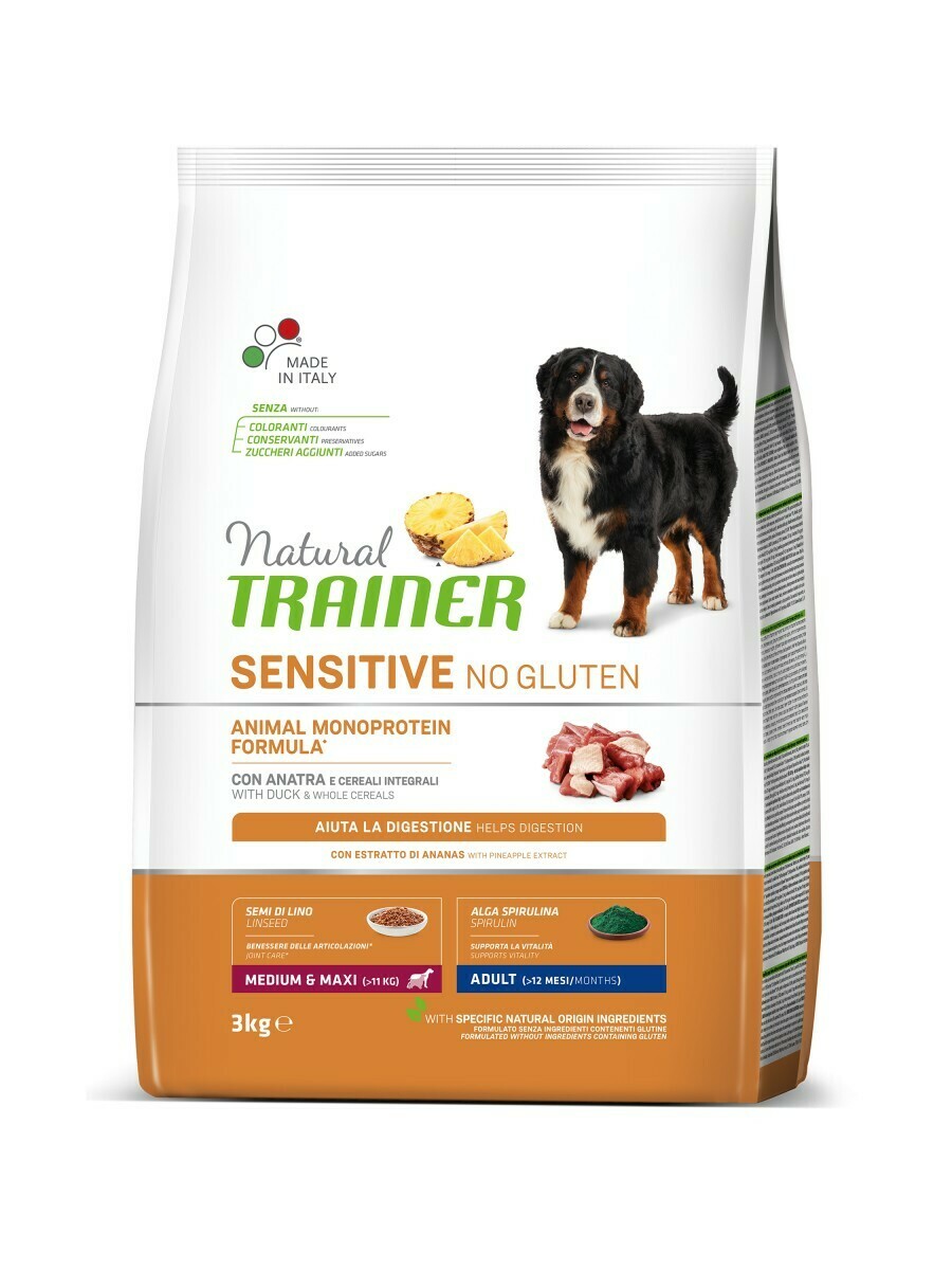 Trainer Natural Sensitive No Gluten sa pačetinom za odrasle pse srednjih i velikih rasa 3kg