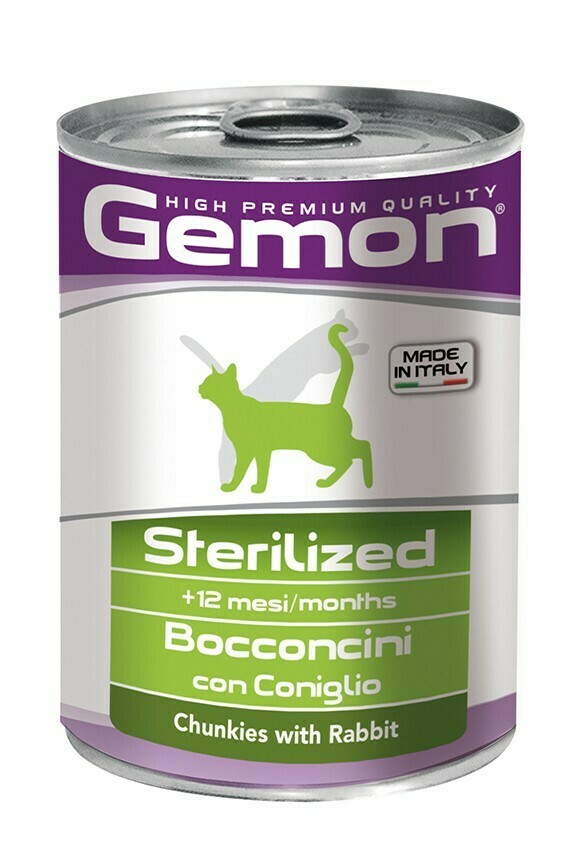Gemon Cat Komadići zečetine za sterilisane mačke - konzerva 415g