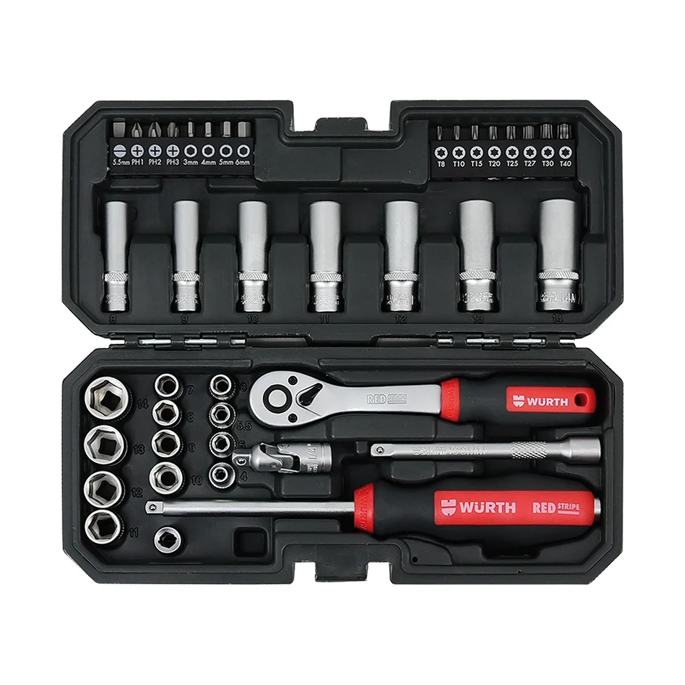 Set Red Stripe nasadnih ključeva 1/4''6ugaoni, 40 kom