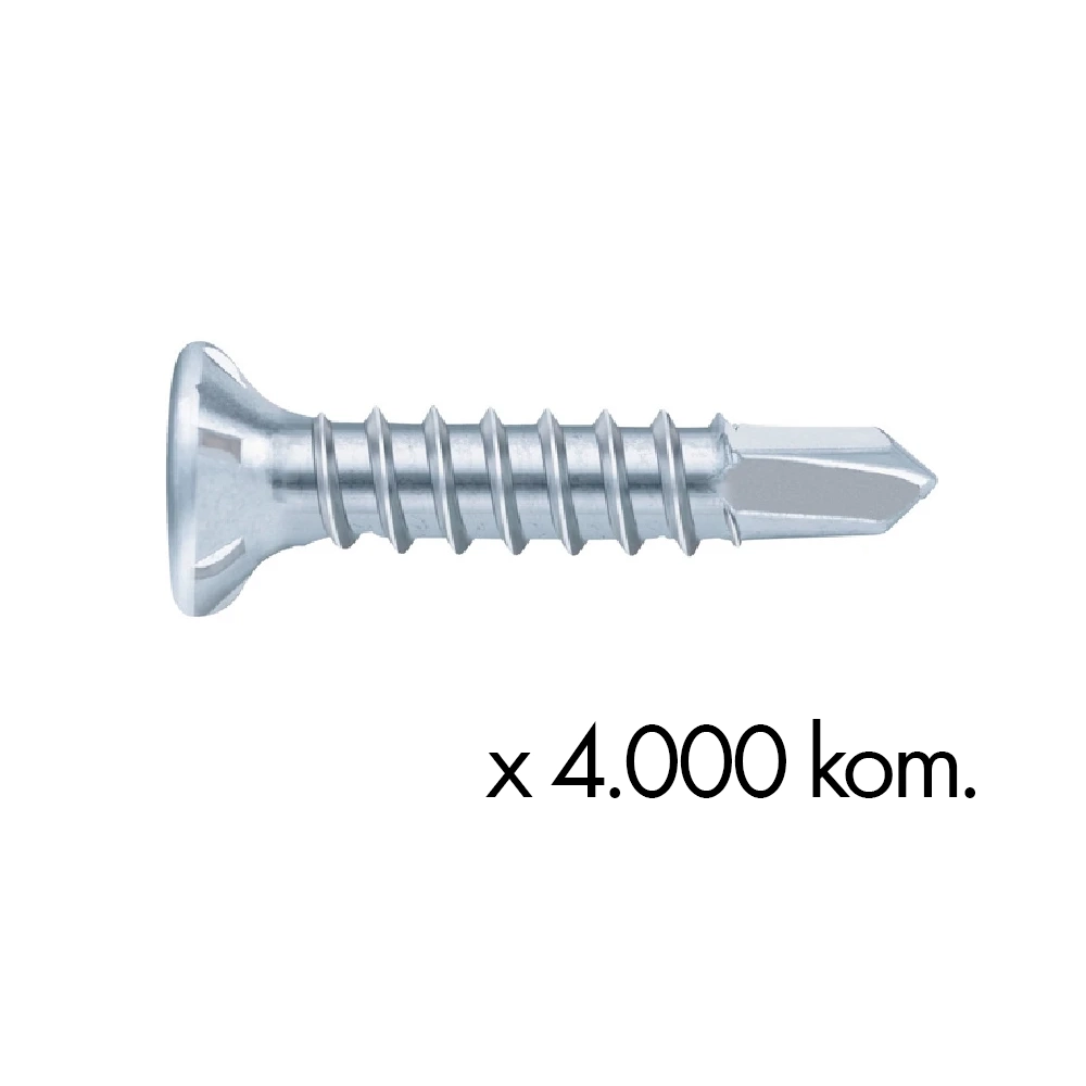 4.000 kom Samobušeći vijak up.glava PH2 č.b.poc. 3,9x16