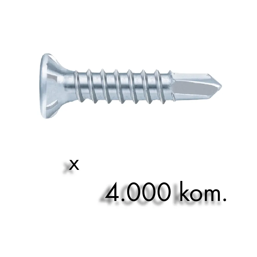 4.000 kom Samobušeći vijak up.glava PH2 č.b.poc. 3,9x19