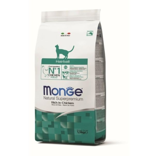 MONGE Hrana za mačke piletina HAIRBALL 1.5KG
