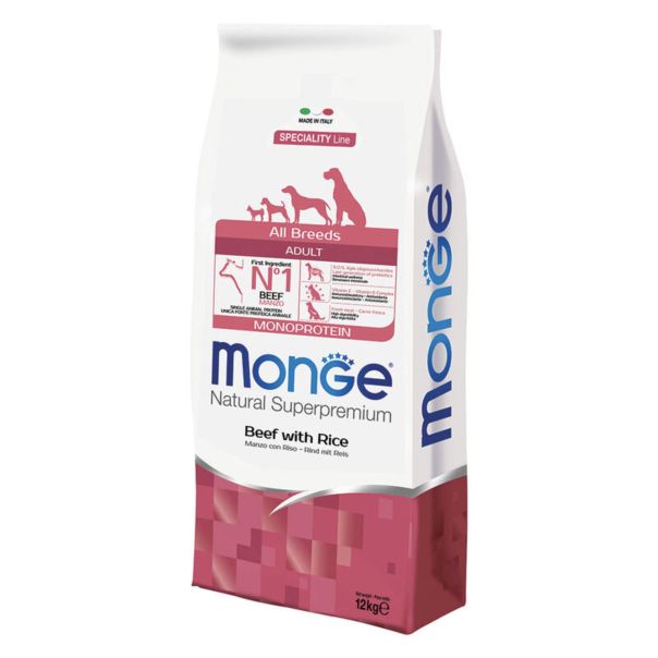 MONGE Hrana za pse govedina i riža ALL BREEDS ADULT MONOPROTEIN 12KG