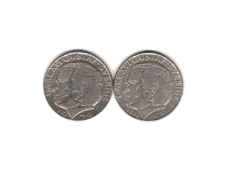 ** ŠVEDSKA - 2 x 1 KRUNA 1979/87. **