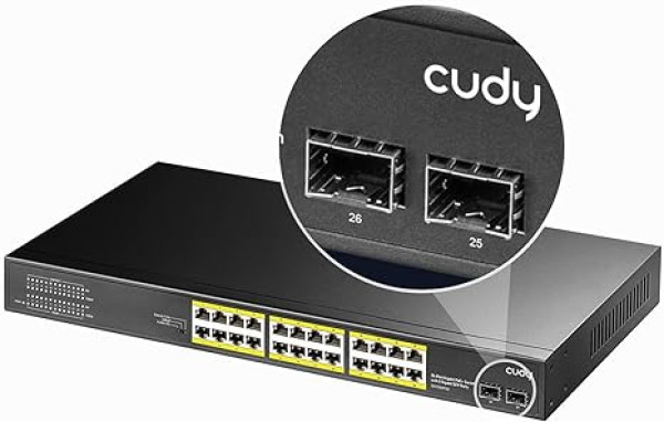 CUDY GS1026PS2 24-PORT GIGABIT POE+ SWITCH WITH 2 UPLINK GIGABIT PORTS AND 2 GIGABIT SFP SLOTS 300W