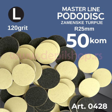 MASTER LINE Zamenski nastavci za pedikir disc L 25mm granulacija 120 Art.0428